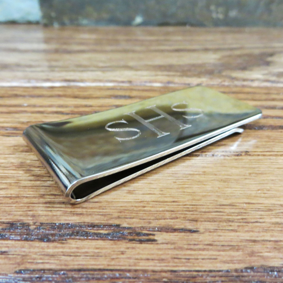 Personalized Silver Money Clip, Monogrammed Card Holder, Gifts for Men ...