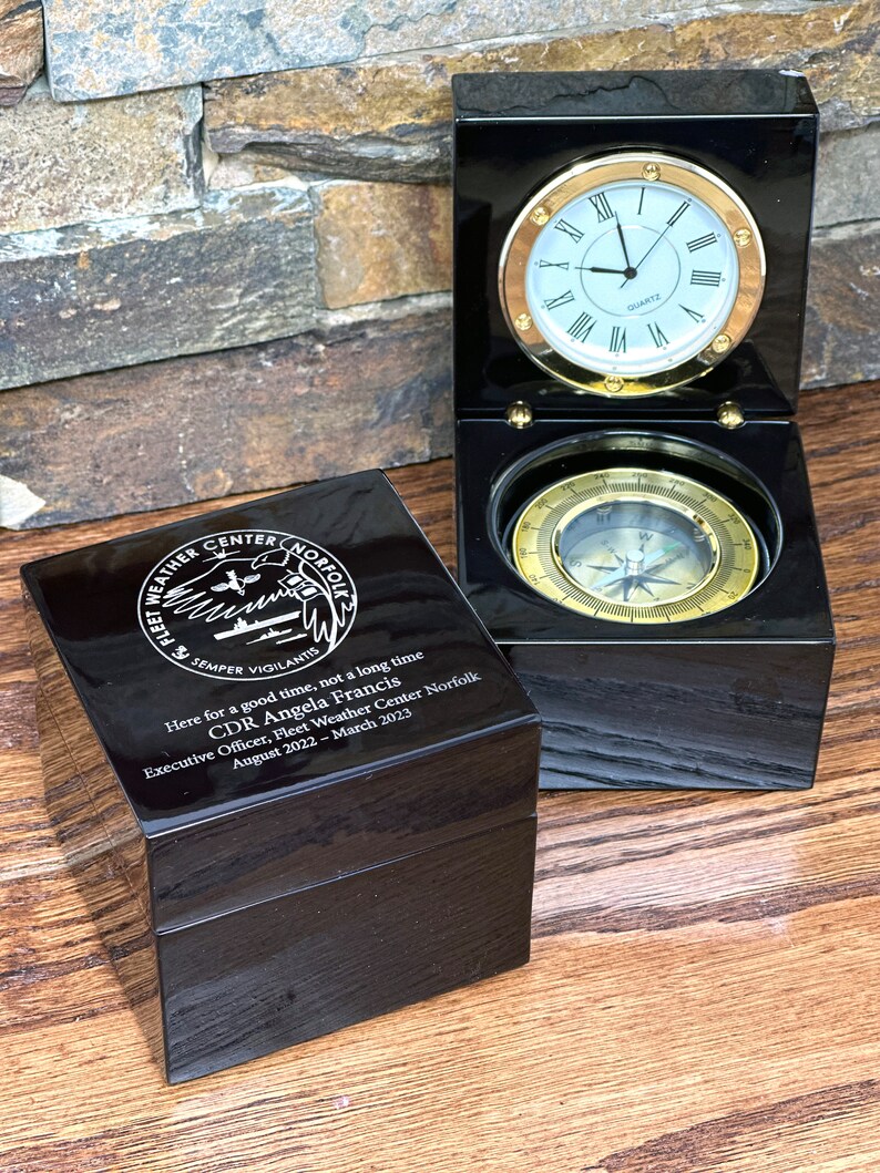 Personalized Nautical Compass Clock Desk Supplies Fathers - Etsy