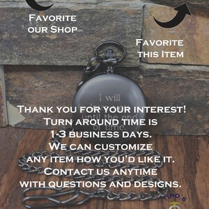 Custom Quote Engraved Gunmetal Pocket Watch- Personalized- Monogrammed ...