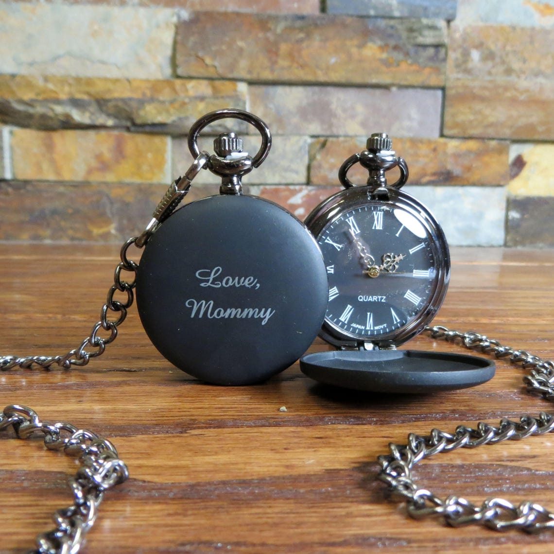 Personalized Custom Black Pocket Watch Engraved Custom - Etsy