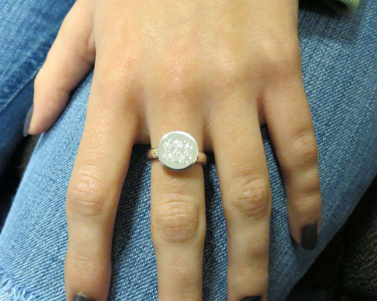 Monogram Ring Initial Ring Personalized Ring Daughter gift | Etsy