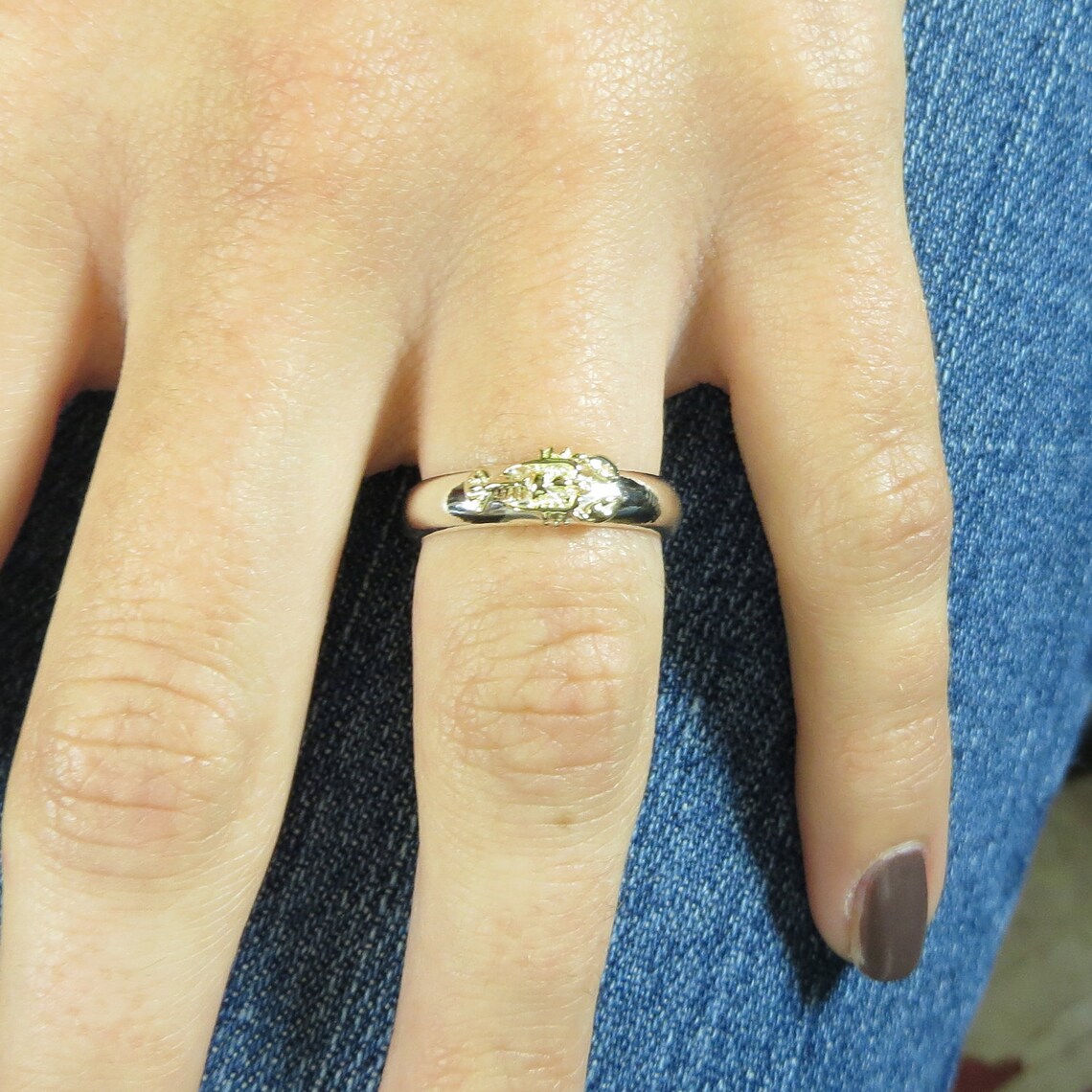14k Gold and Sterling Silver Stacking Lobster Ring - Etsy