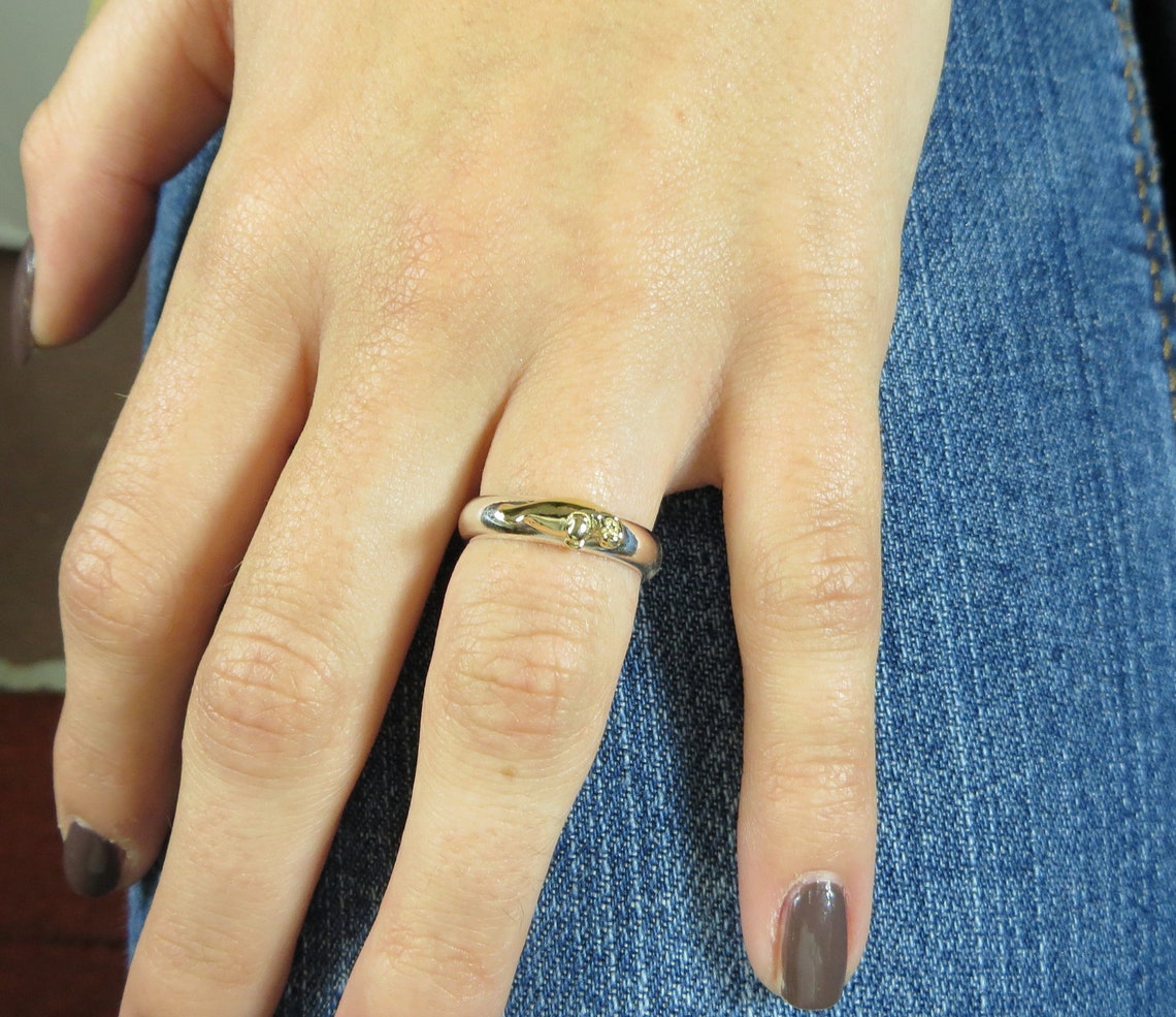 14k Gold and Sterling Silver Stacking Manatee Ring | Etsy