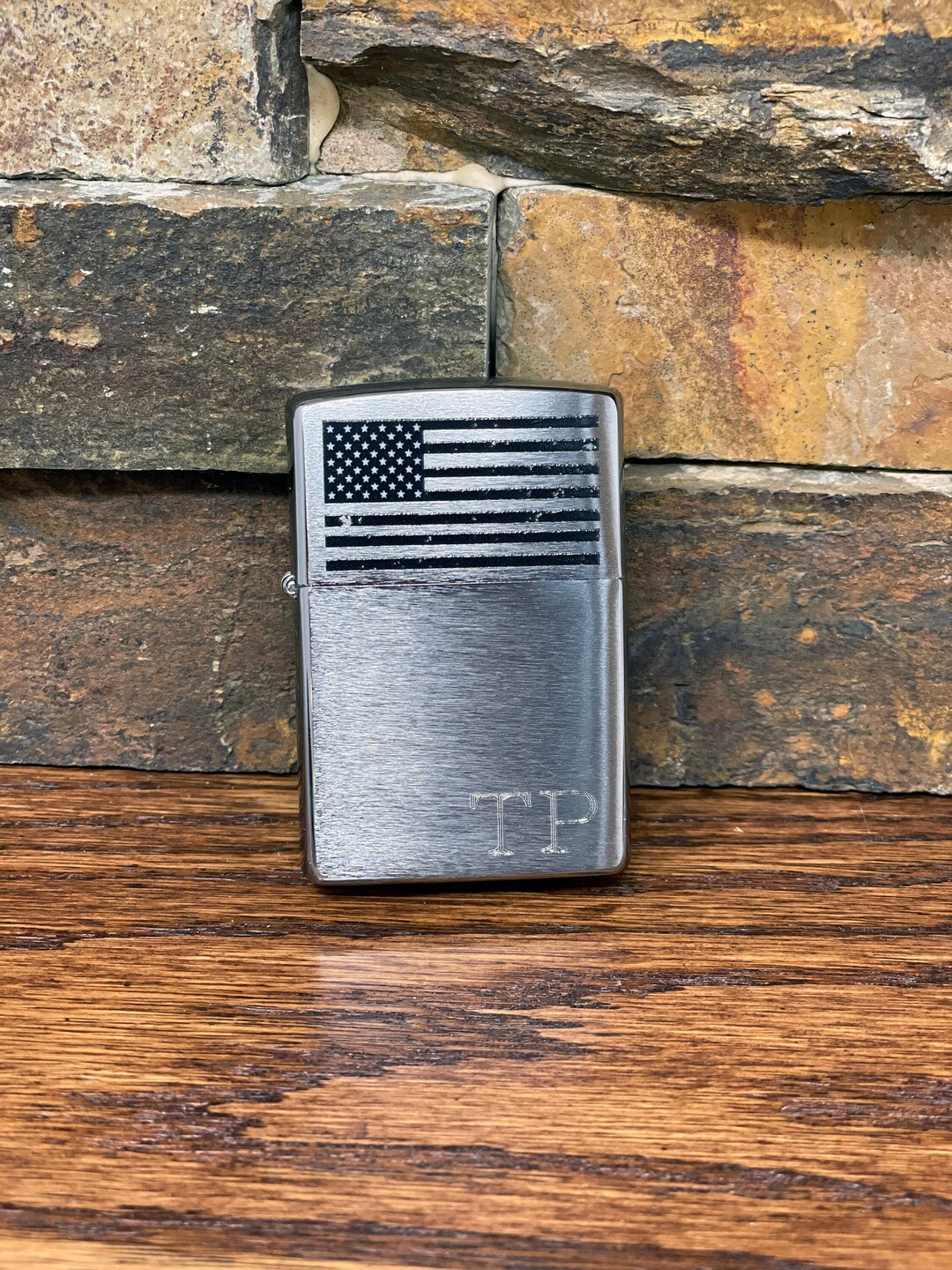 Personalized Brushed Chrome Zippo Lighter, Custom Design America Flag ...