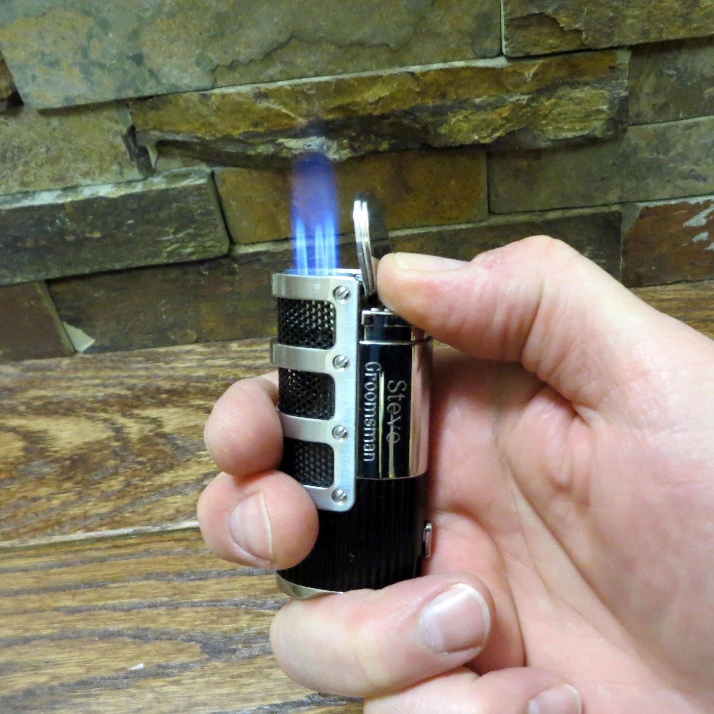 Personalized Silver & Black Cigar Lighter Groomsman Gift | Etsy