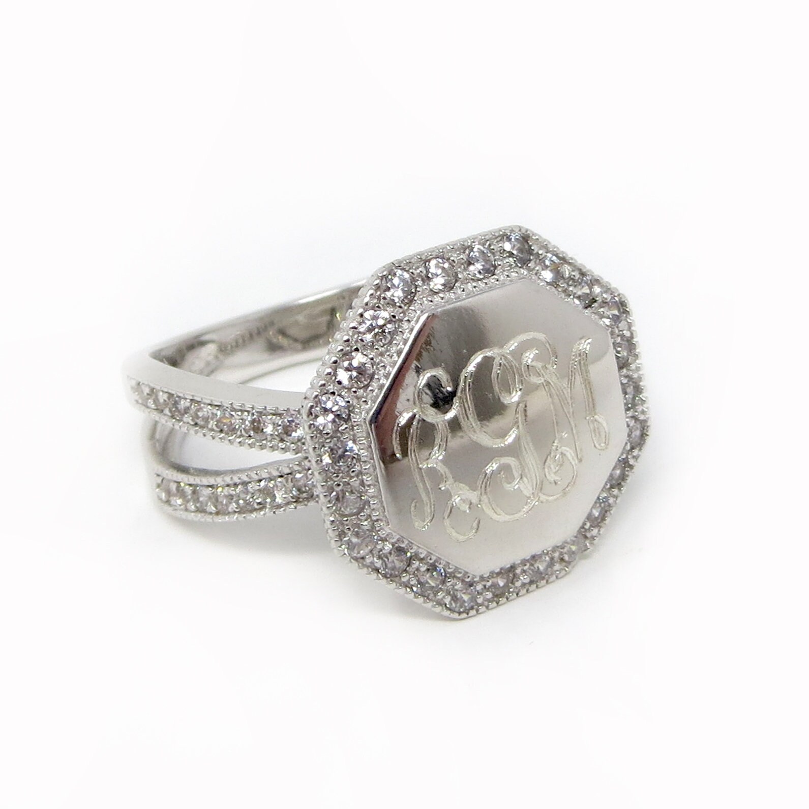 Monogrammed Accent Ring Bridesmaid Personalized Engraved - Etsy