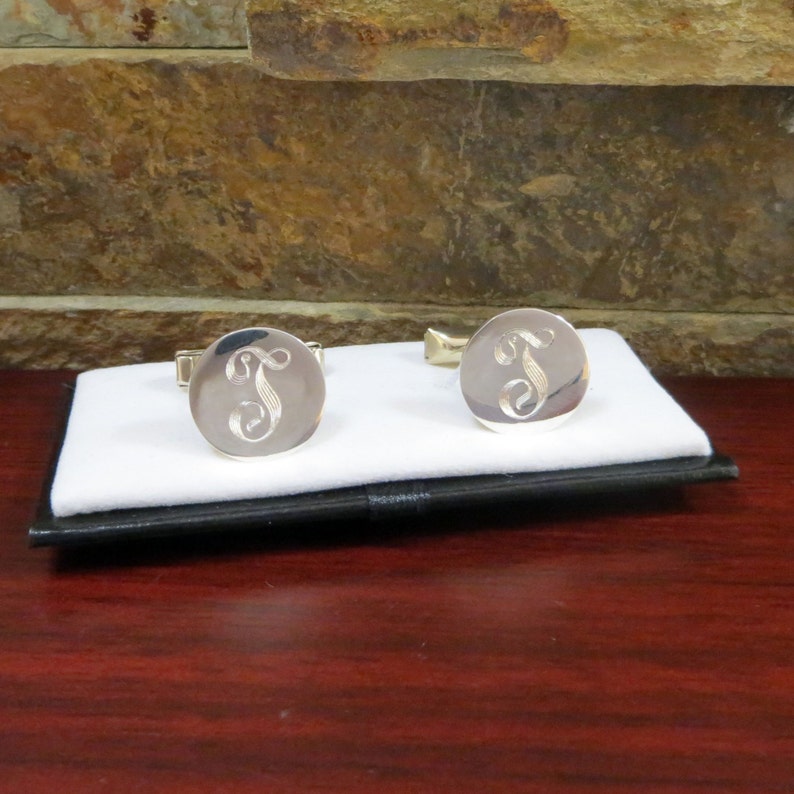 Sterling Silver Cuff Links Personalized Monogram Initial - Etsy