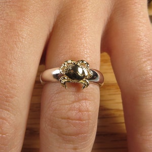 14k Gold and Sterling Silver Stacking Crab Ring - Etsy