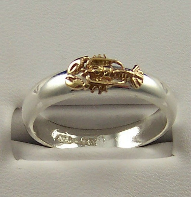 14k Gold and Sterling Silver Stacking Lobster Ring - Etsy