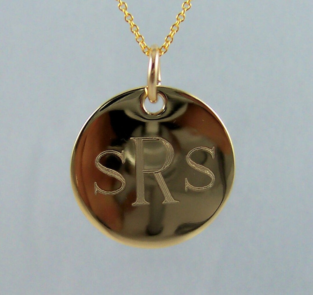 7/8" Engraved Monogram Necklace, Initial Monogram Gold Filled and ...