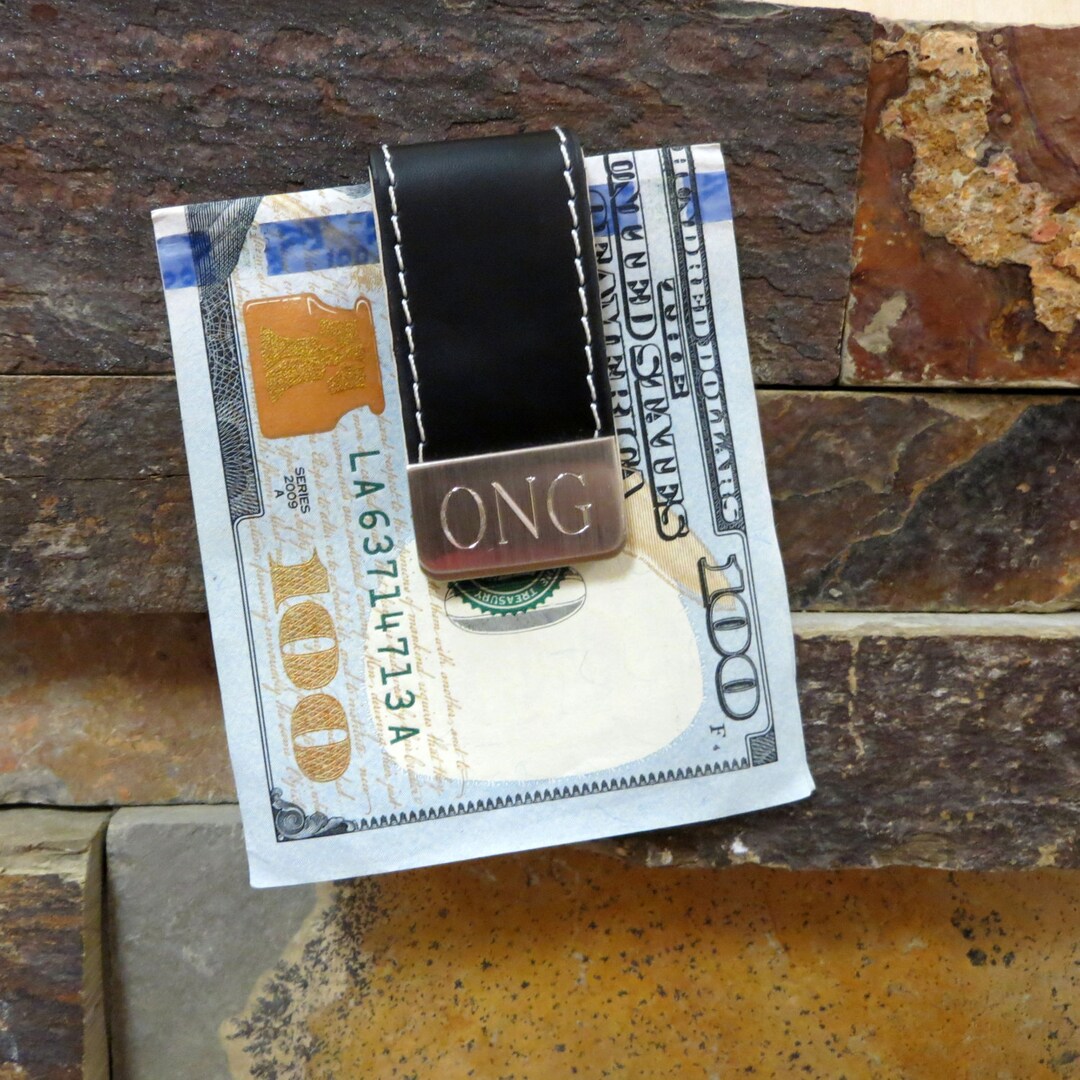 Personalized Gentry Leather Money Clip - Engraved Monogram - Gifts for ...