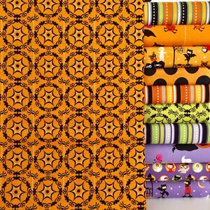 Costume Clubhouse Orange Spiderweb Bat Fabric, Riley Blake Designs and ...