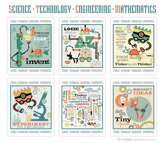 Six PDF Printable STEM Postersset 1: Words Representing | Etsy