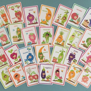 PDF Printable Fruit & Vegetable Cards, Let's Pretend Garden Cards— 28 ...