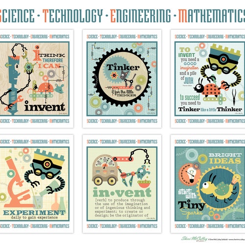 Six PDF Printable STEM Postersset 2: Words Representing - Etsy