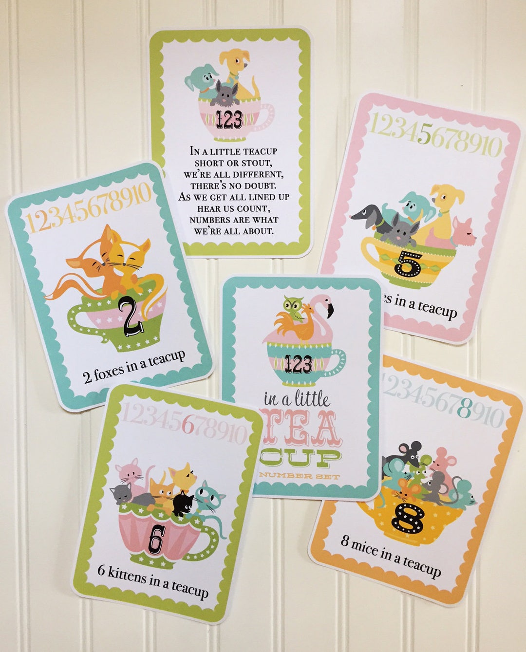 Numbers 123 Animals Teacups Number Counting Card Set in - Etsy