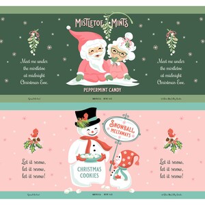 DIGITAL Santa and Mrs. Claus, Snowmen, Vintage Style Christmas Holiday ...