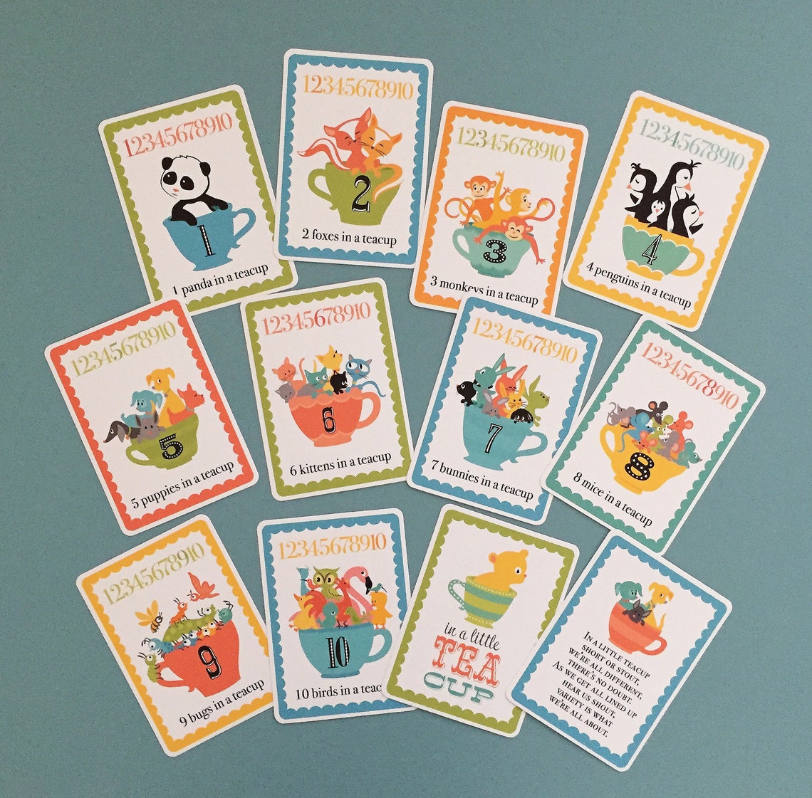 PDF Printable Teacup Animal Alphabet and Counting Card Set - Etsy