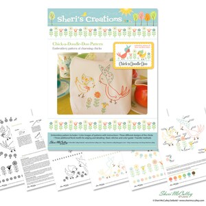 Chicks Hand Embroidery Pattern, Chicken Embroidery Pattern, Chick ...