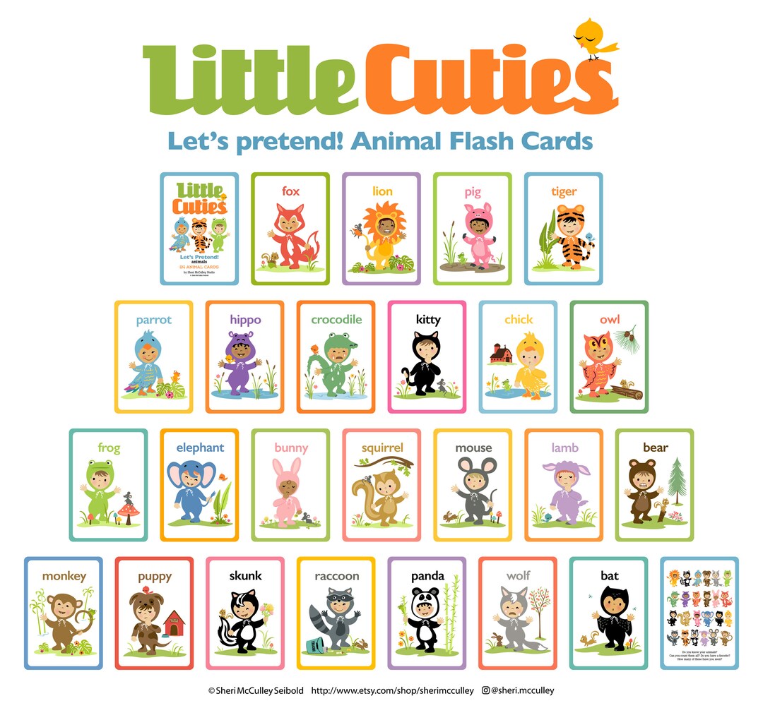 PDF Printable Animal Cards, Let's Pretend Animal Card Set, 24 Animal ...