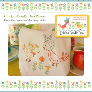 Chicks Hand Embroidery Pattern, Chicken Embroidery Pattern, Chick ...