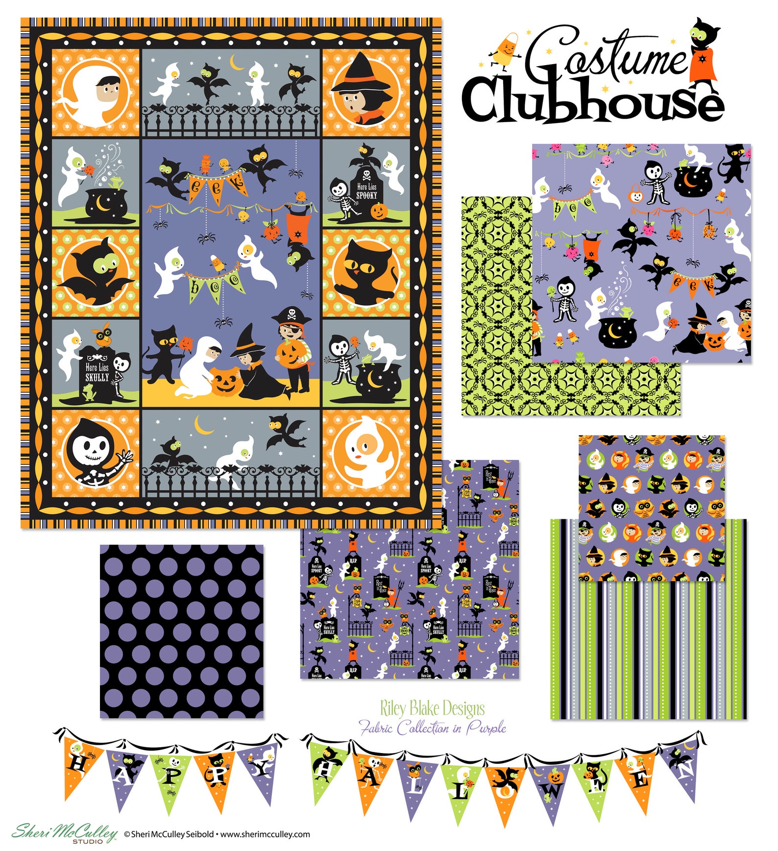 Costume Clubhouse Halloween Fabric Panel, Riley Blake Designs, Sheri ...