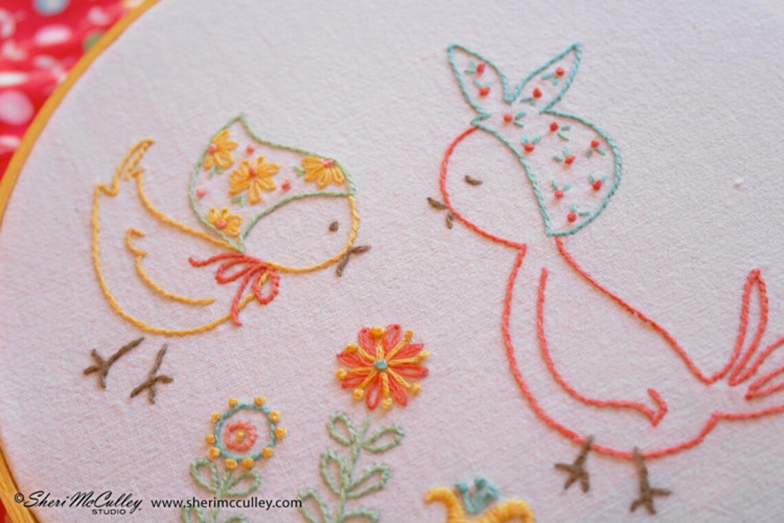 Chicks Hand Embroidery Pattern Chicken Embroidery Pattern - Etsy