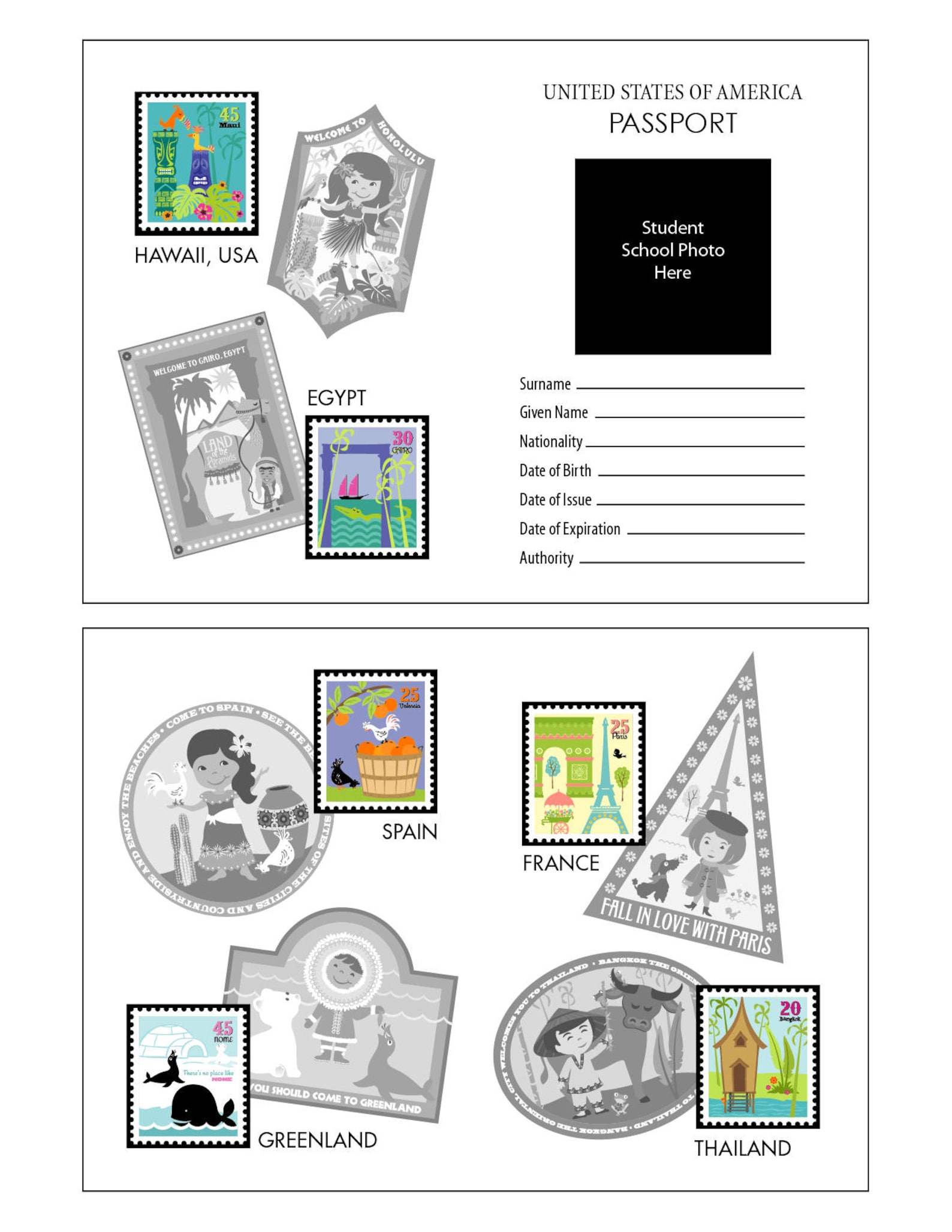Wee Are the World Passport and Stamps PDF, Student Educational Passport ...