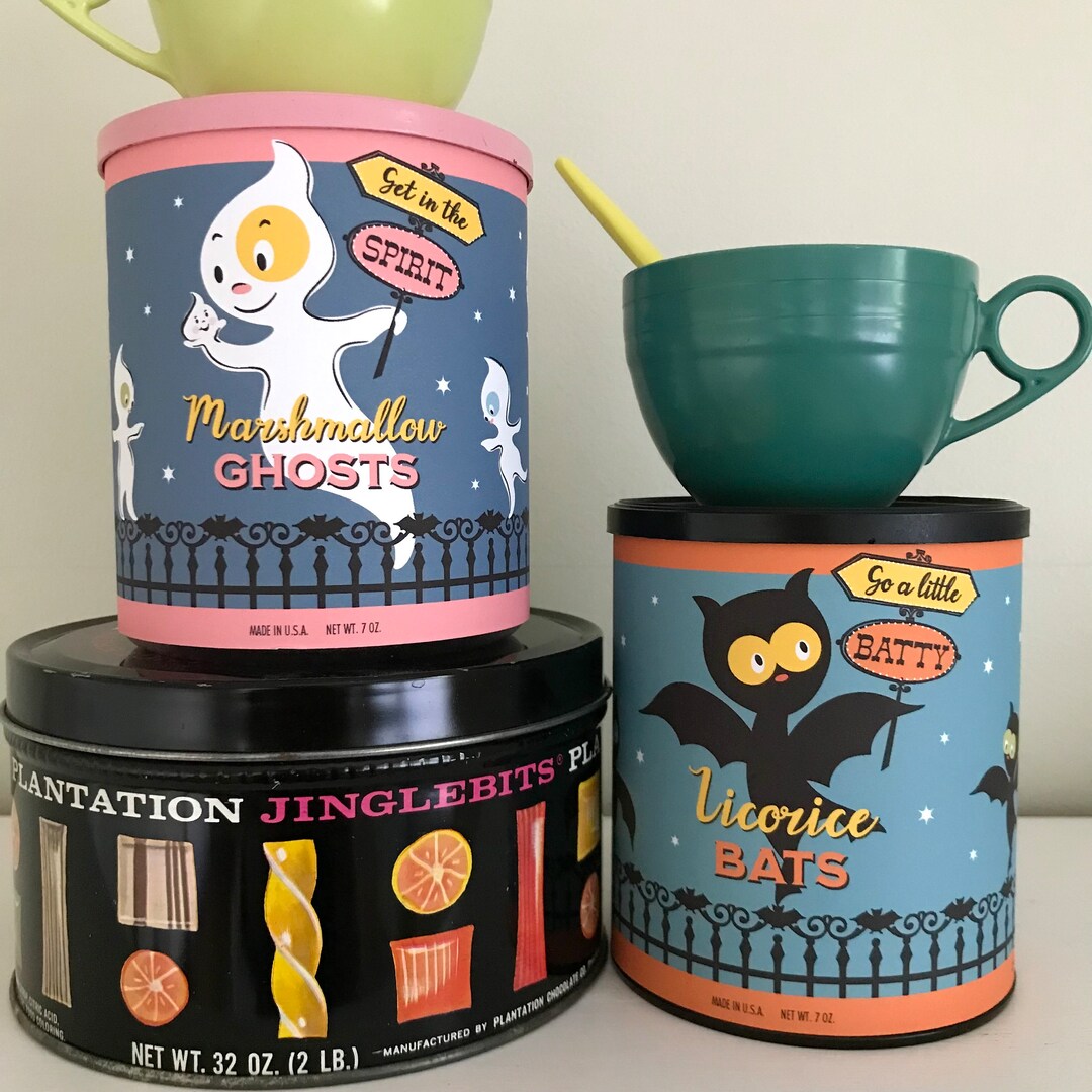 DIGITAL Vintage Style Bats and Ghosts Labels, Vintage Halloween Decor ...