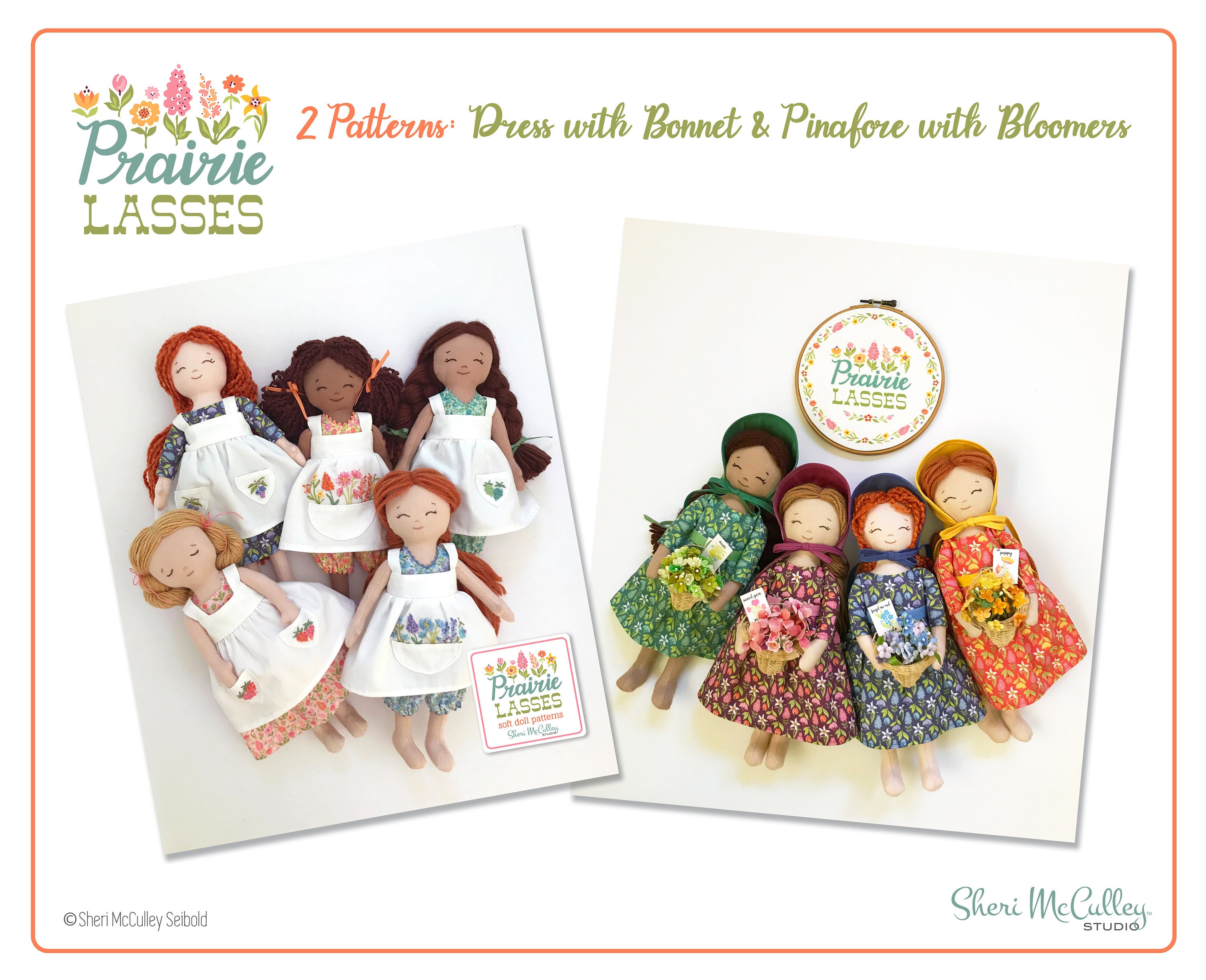 Prairie Lasses 2 Patterns: Dress With Bonnet AND Pinafore With Bloomers ...