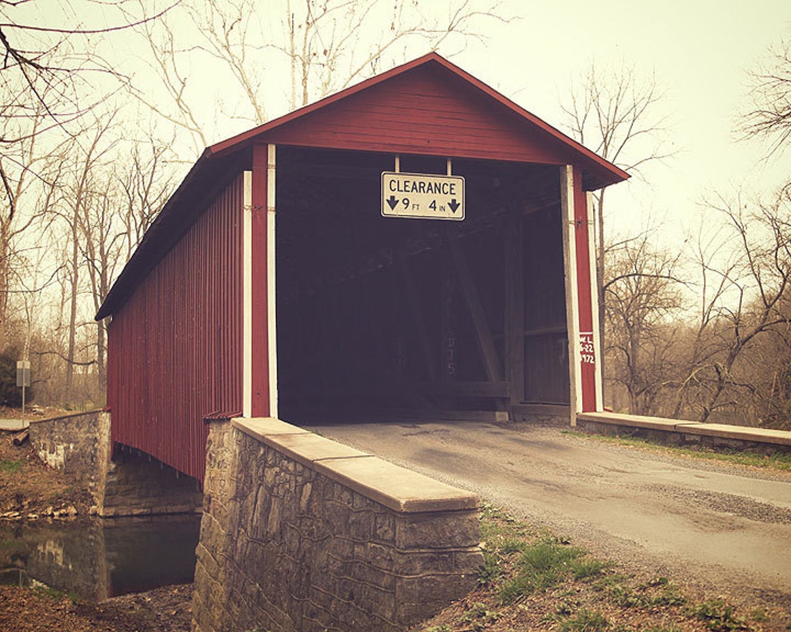 Covered Bridge in Spring Landscape Photography Nature Art | Etsy