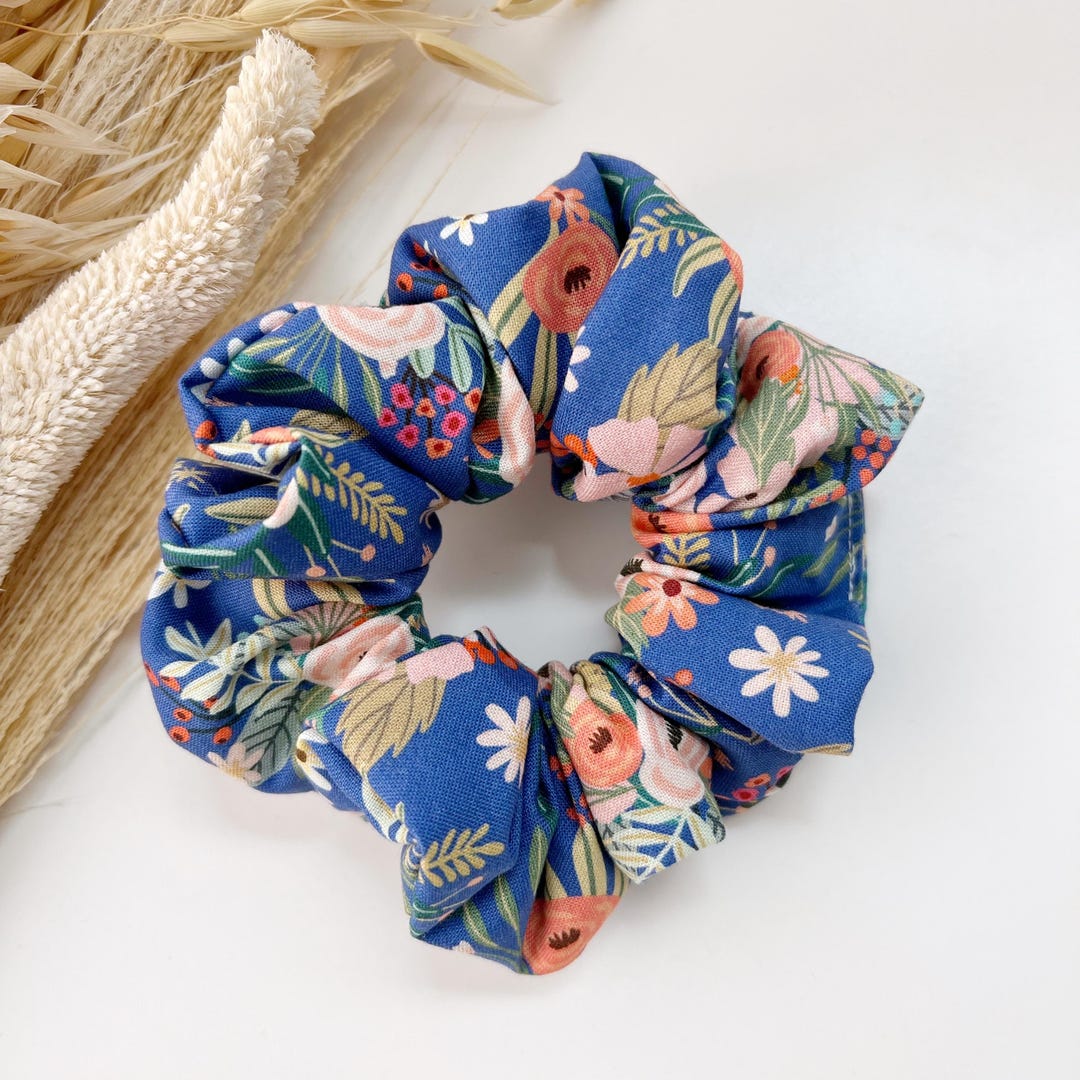 Cotton Scrunchy in Blue Floral. - Etsy
