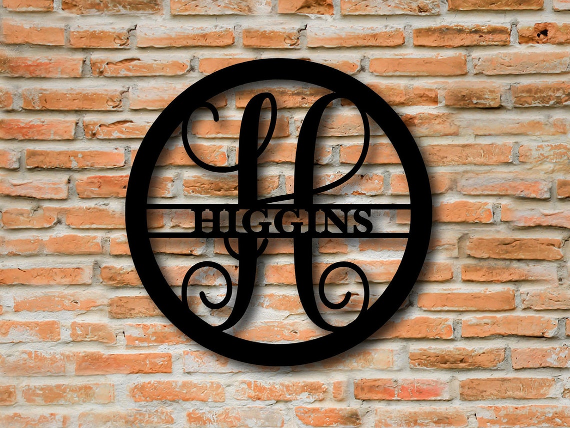 Round Monogram Personalized Family Name Sign Metal Name Sign - Etsy