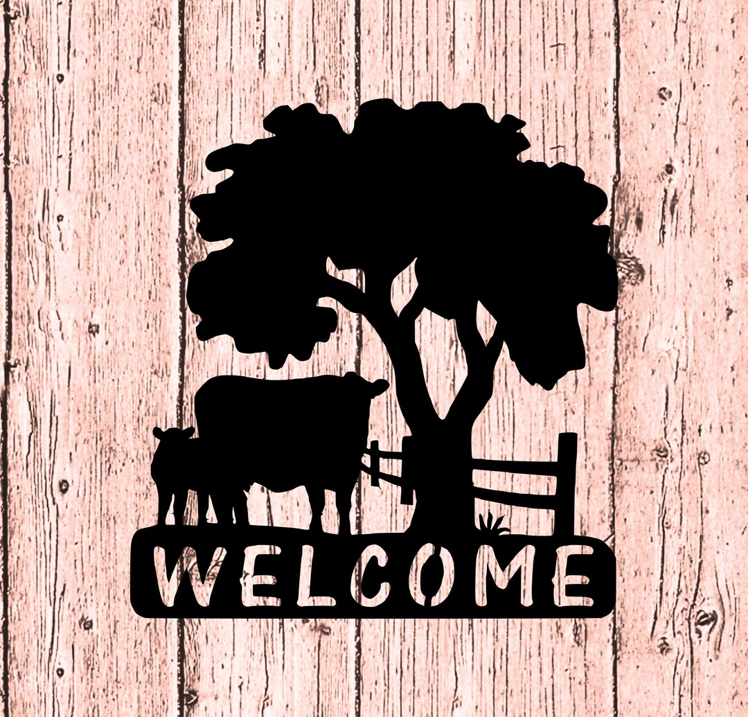 Metal Farm Cow Welcome Sign, Western Farmhouse Wall Decor, Ranch Signs ...