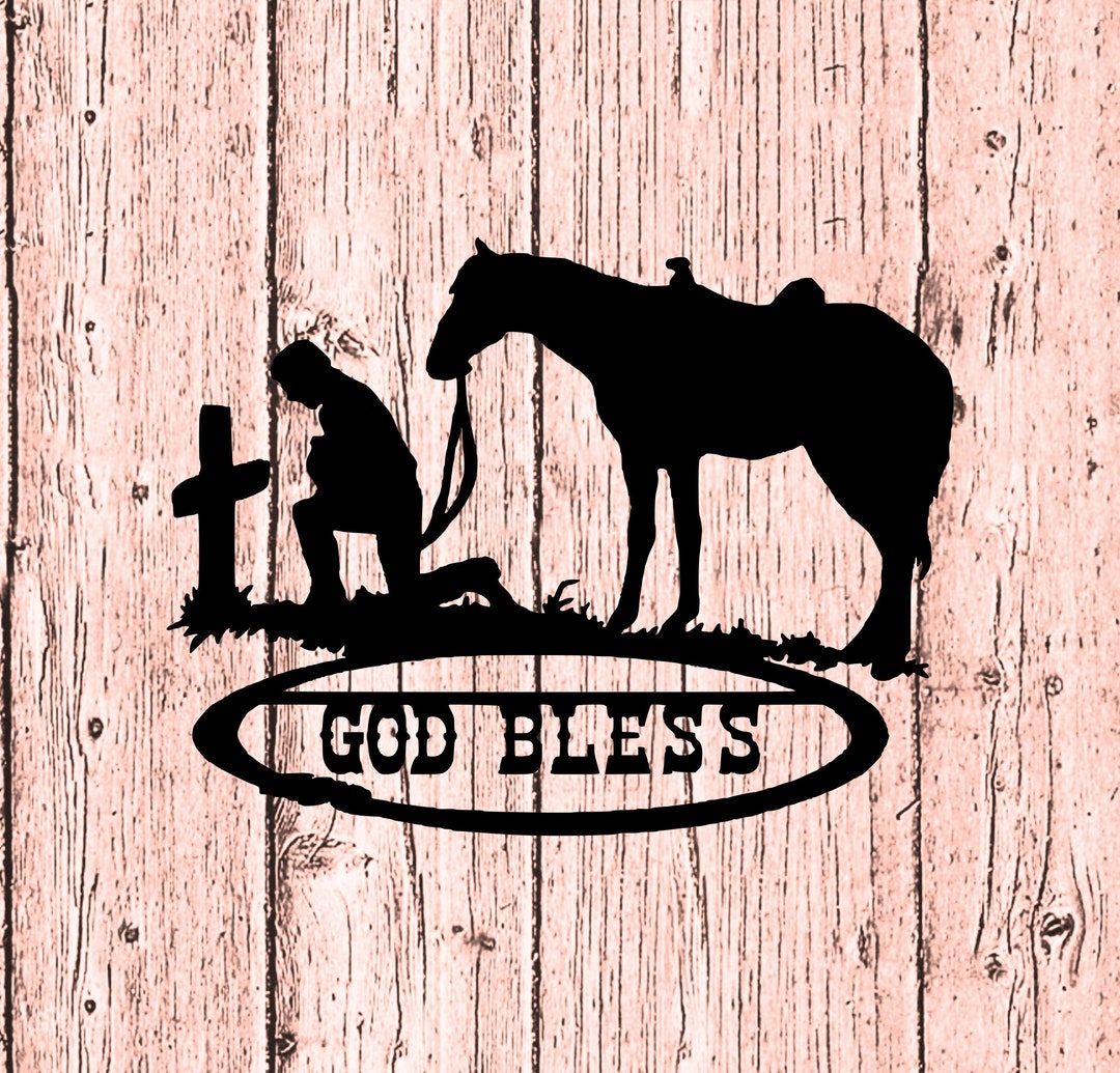 God Bless Praying Cowboy Western Designer Sign, Metal Religious and ...