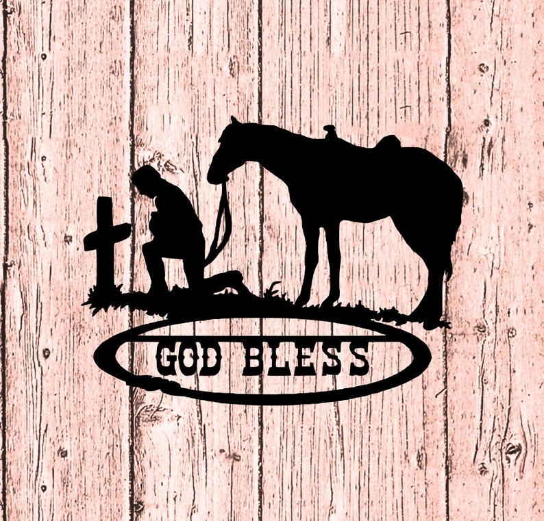 God Bless Praying Cowboy Western Designer Sign Metal | Etsy