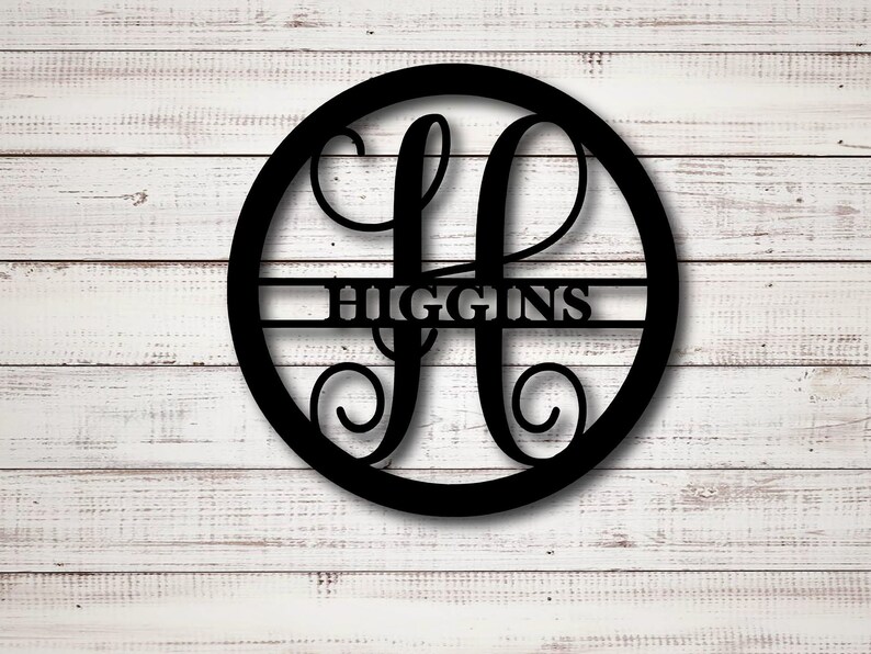 Round Monogram Personalized Family Name Sign Metal Name Sign | Etsy