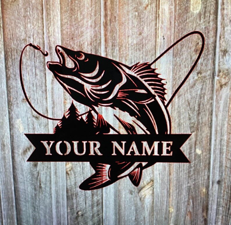 Custom Name Walleye Metal Sign Outdoor Patio decor Outdoor | Etsy