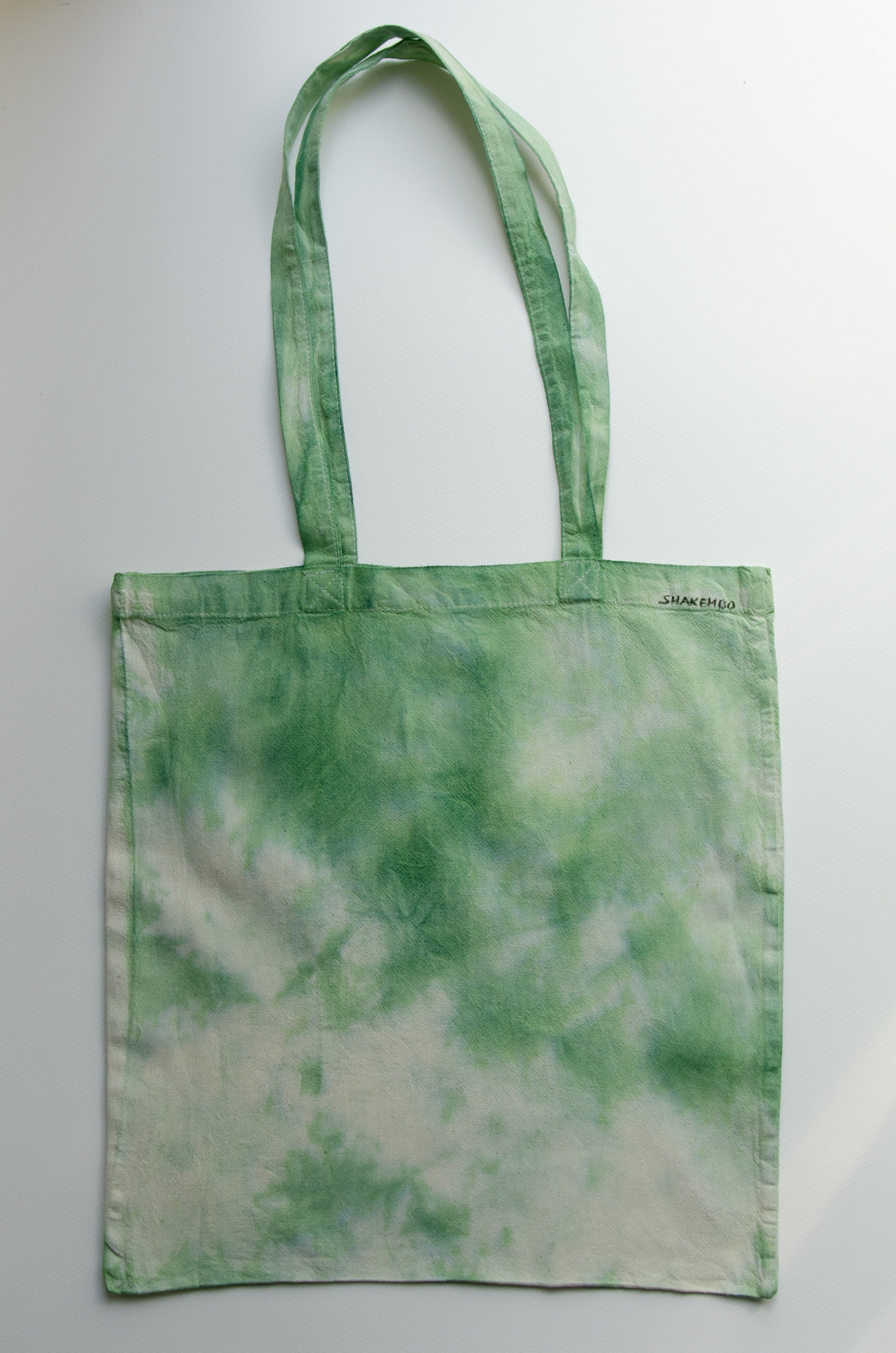 Tie Dye Tote Bag, Scrunched Design Green and White, Shoulder Bag, Boho ...