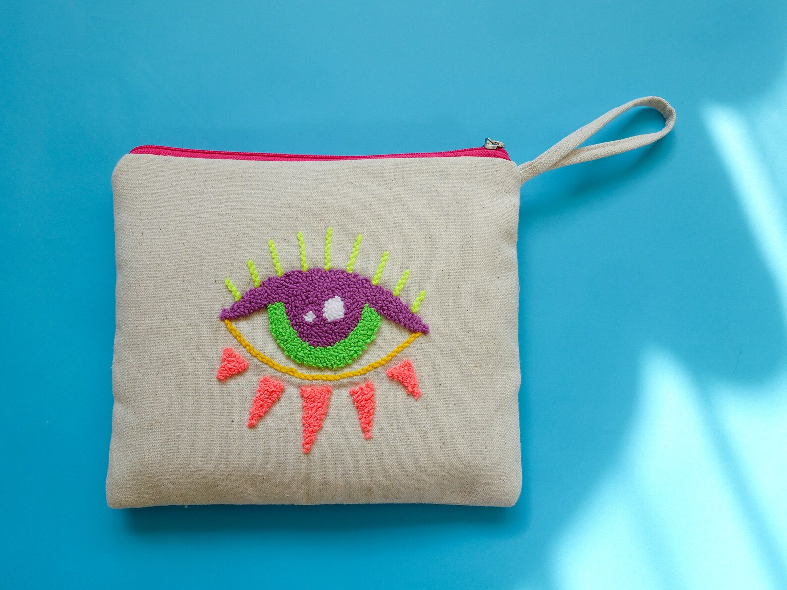 Neon Evil Eye Bag, Punch Needle Bag, Zipper Pouch for Women, Wholesale ...