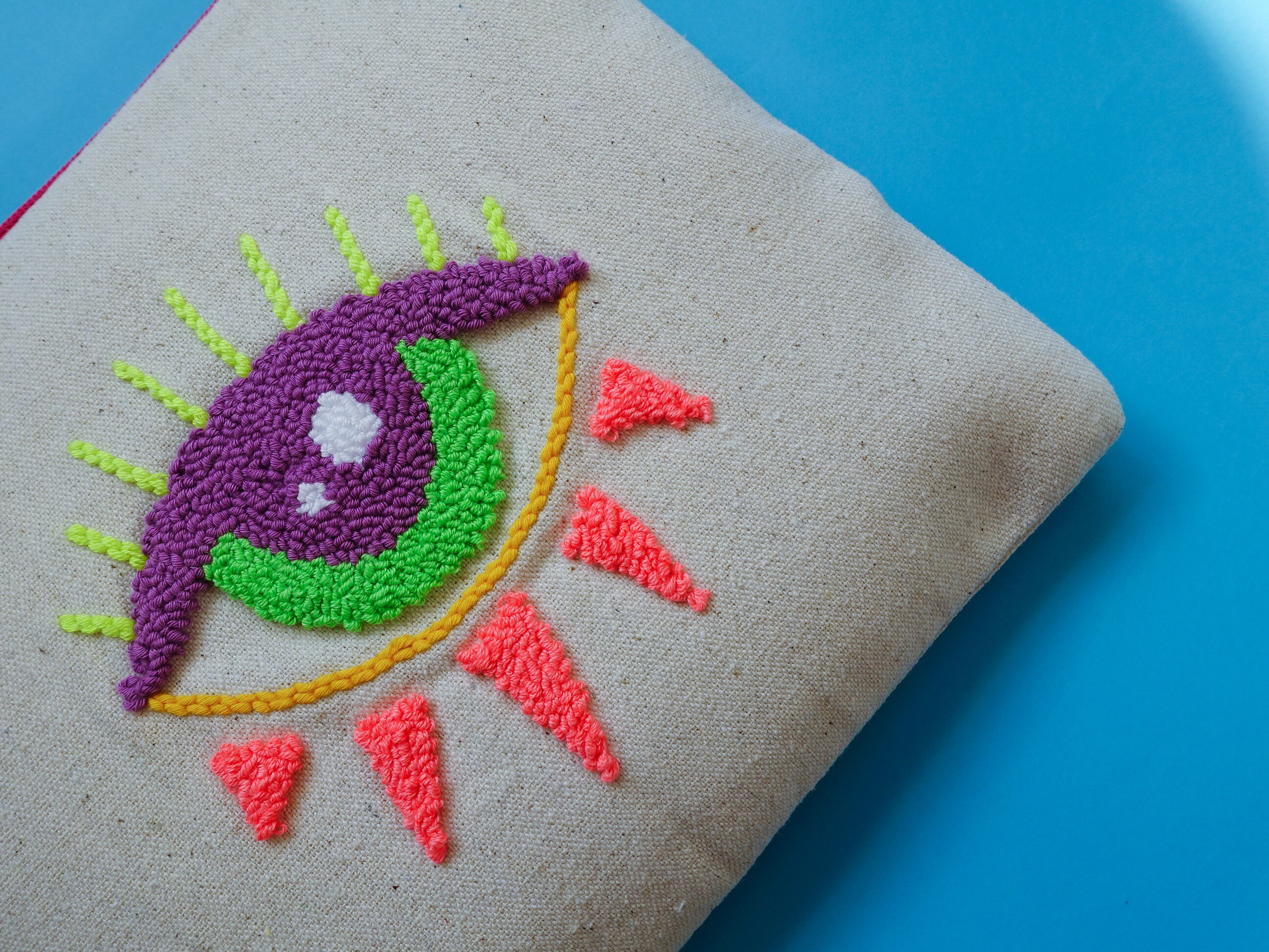 Neon Evil Eye Bag, Punch Needle Bag, Zipper Pouch for Women, Wholesale ...