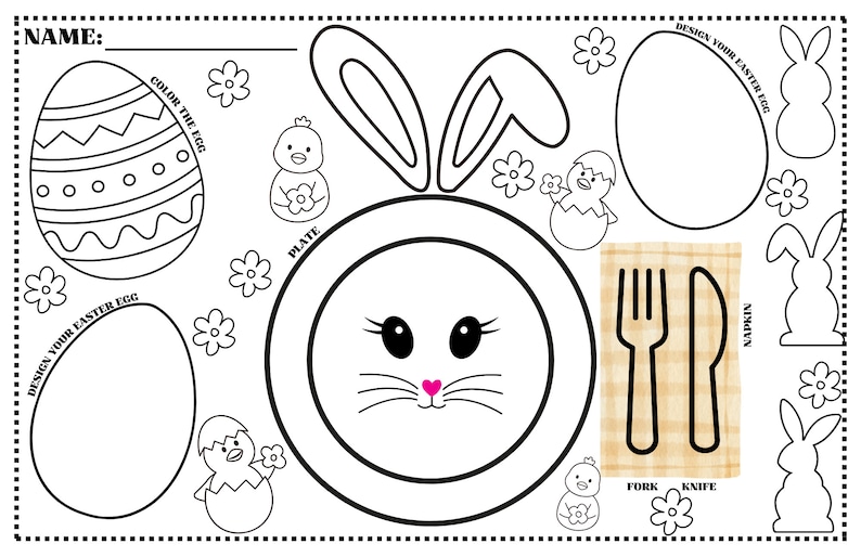 Easter Delight: Printable Kids Placemat Set in 2 Sizes - Bunny Fun ...