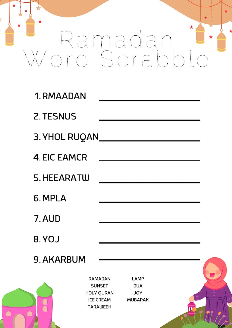 2025 Ramadan Kids Printable Activity Pack 50+ Pages Vocabulary, Writing ...