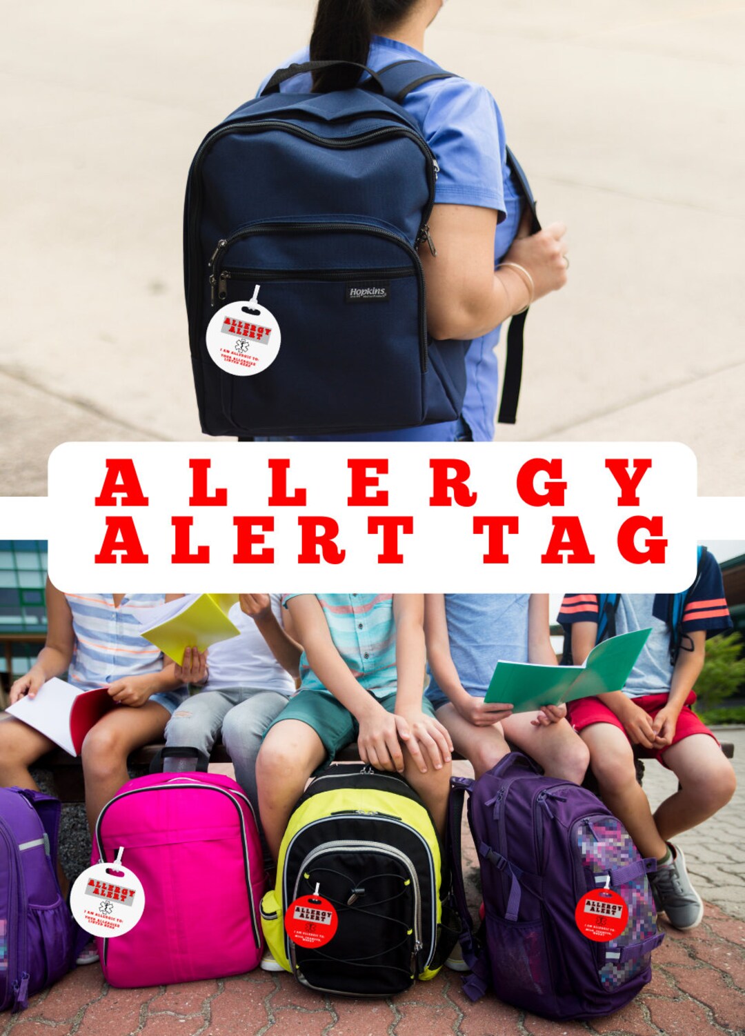 Allergy Alert Food Allergens Custom Luggage Tag Personalized Medical ...