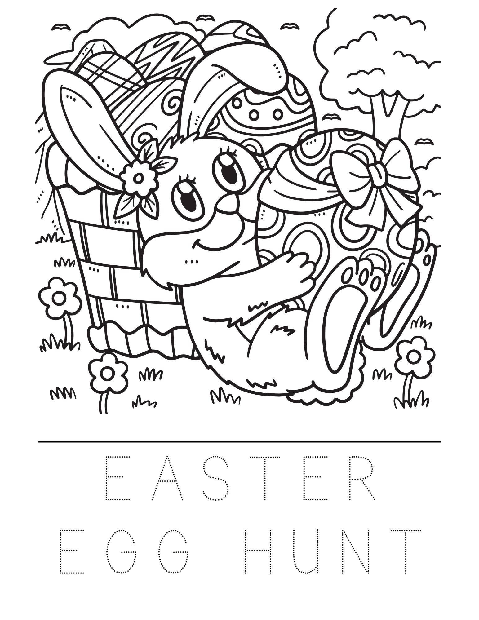 Kids Easter Coloring and Tracing 20 Pages Activity Printable Easter ...