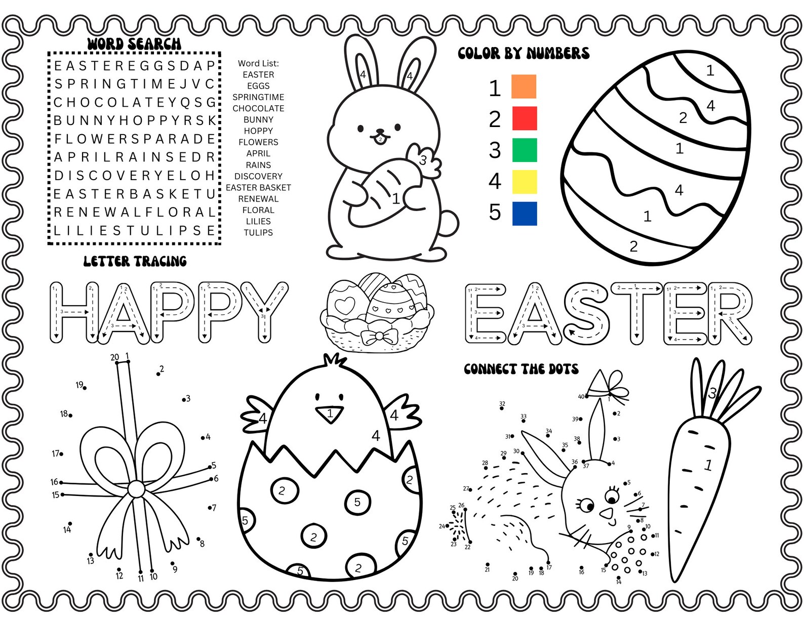Easter Kids Fun Printable Placemat Set - 2 Sizes Included - Tracing ...