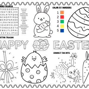 Easter Kids Fun Printable Placemat Set - 2 Sizes Included - Tracing ...