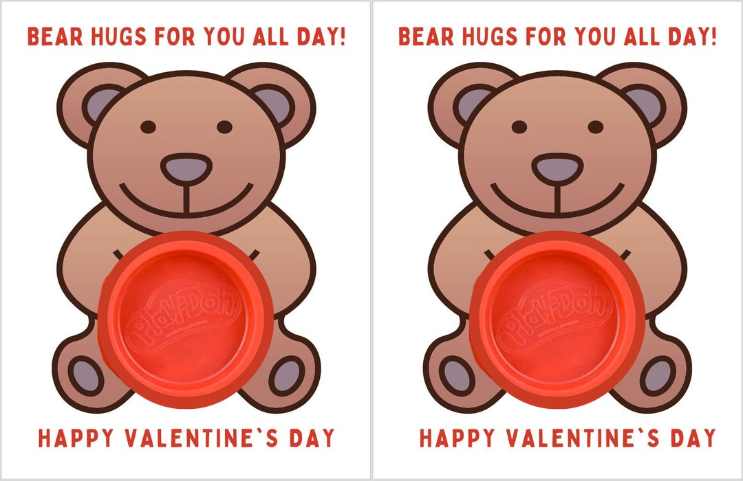 Play-doh Bear Hugs Valentine's Day Card Template Digital Print Out ...