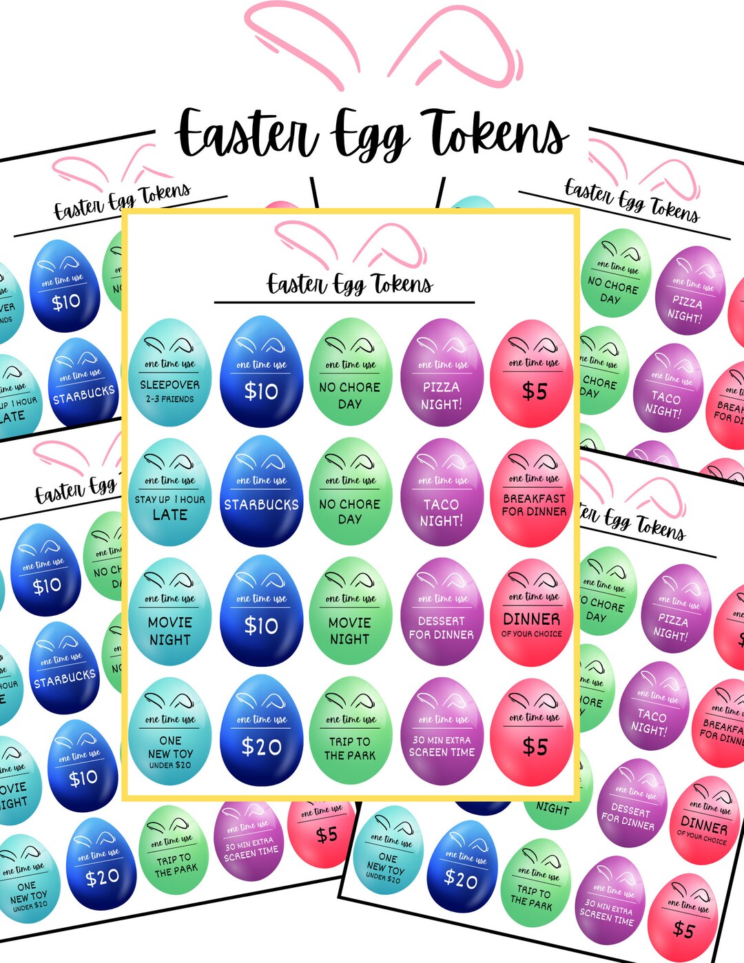 Easter Fillable Egg Coupons Tokens Printable Bunny Starbucks Money ...