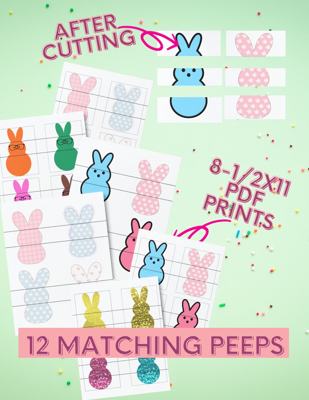 Kids Easter Peeps Matching Game Digital Print Out (12 PEEPS) Kids ...